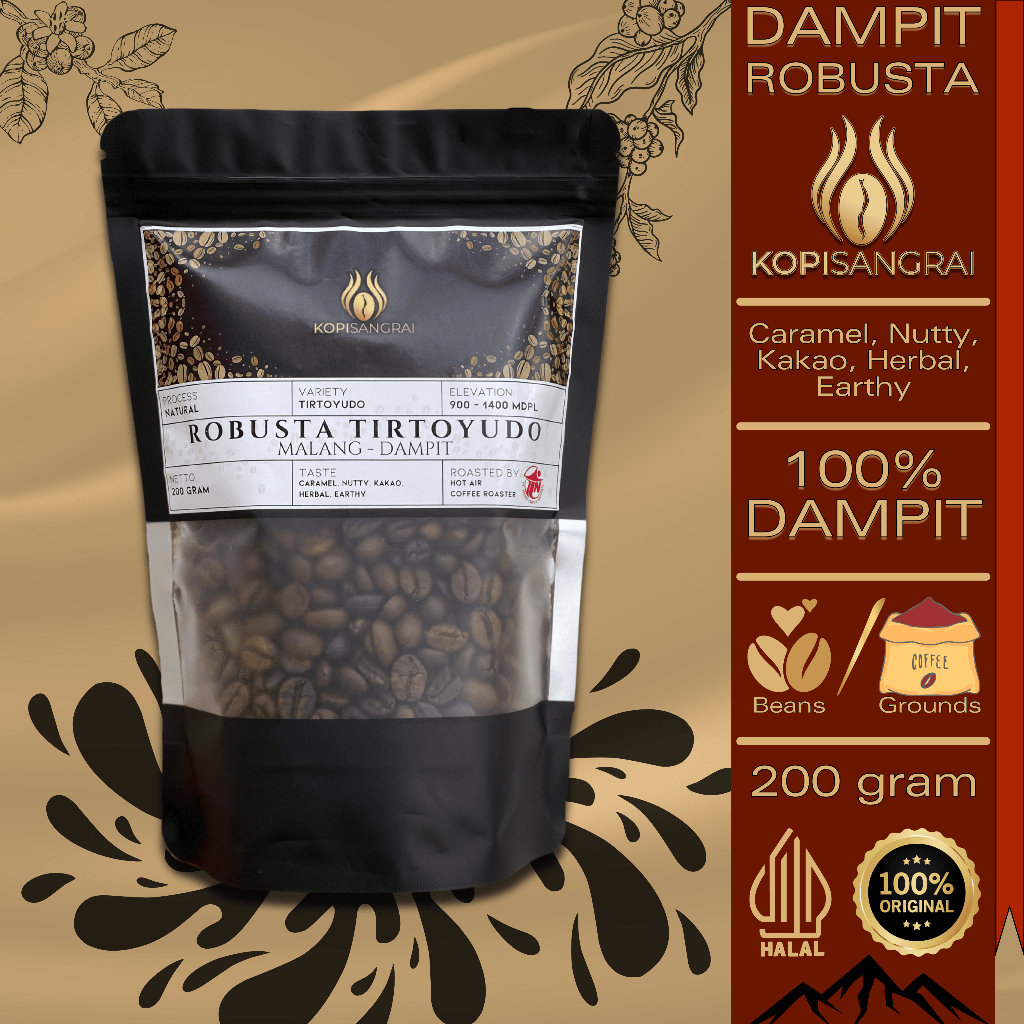 Jual Kopi Robusta Dampit Tirtoyudo Malang - Biji/Bubuk 200gr | Fresh ...