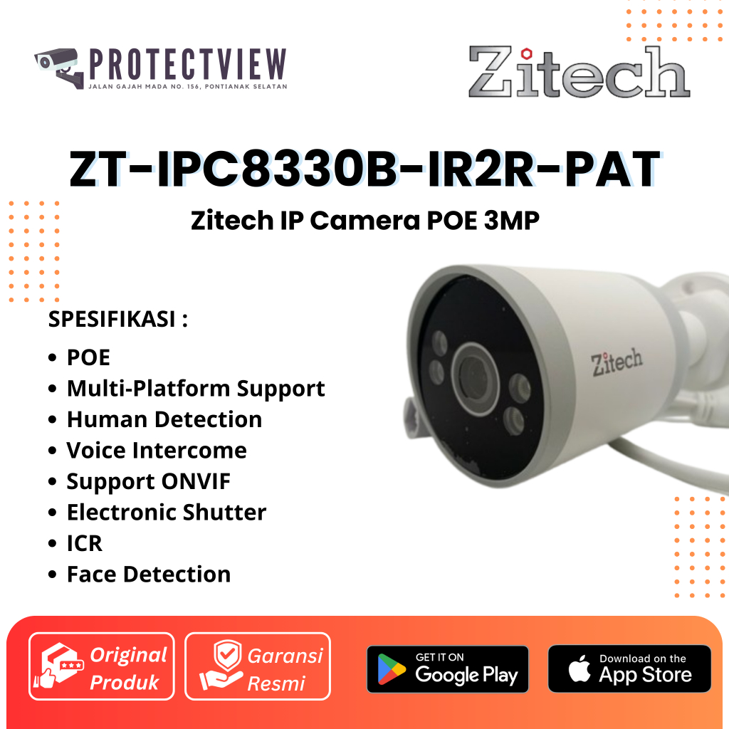 Jual Zitech IP Camera POE ZT-IPC8330B-IR2R-PAT 3MP | Shopee Indonesia