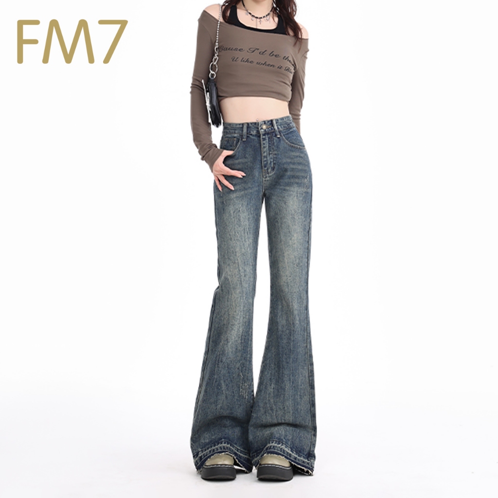 Jual FM7 L104 Korean Style Highwaist Cutbray Flare Celana Jeans Panjang ...