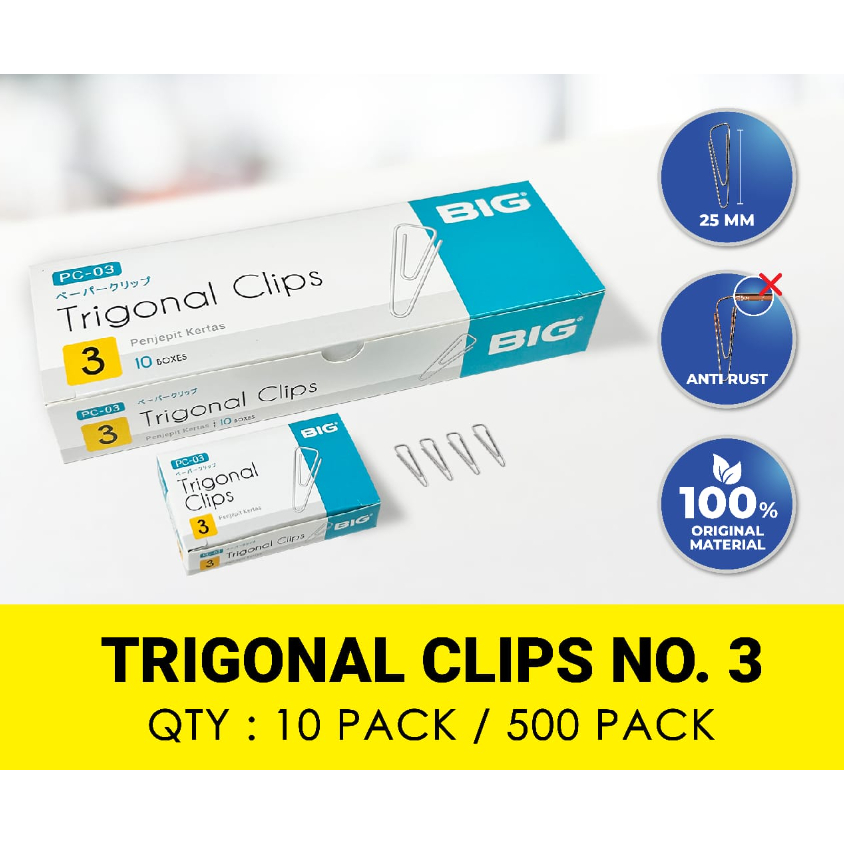 Jual BIG - Paper Clip / Klip Penjepit Kertas Trigonal No 3 PC-03 ...