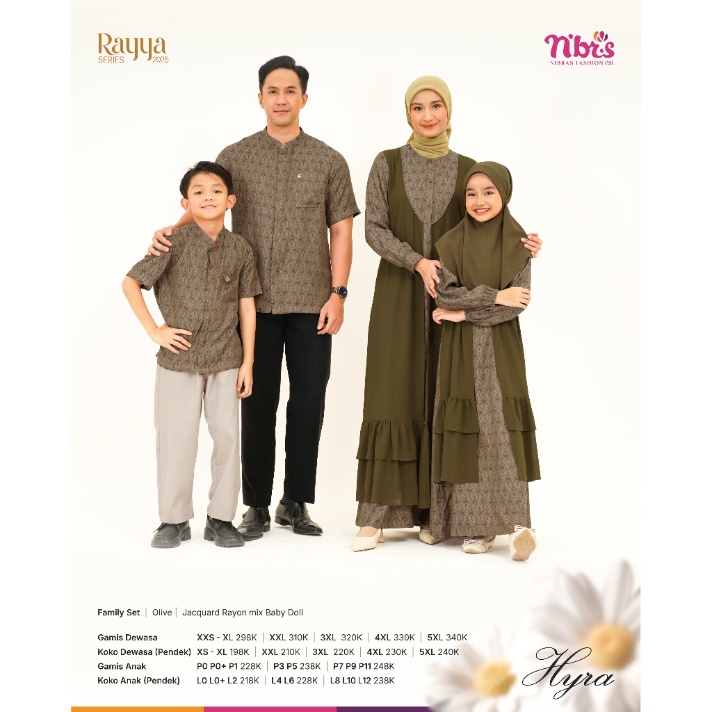 Jual Sarimbit Nibras Hyra Olive || Couple Keluarga Rayya Series By ...