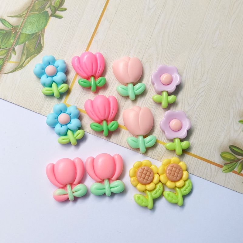 Jual CHARM Resin CLay BuNga Tangkai dof clay bunga saja | Shopee Indonesia