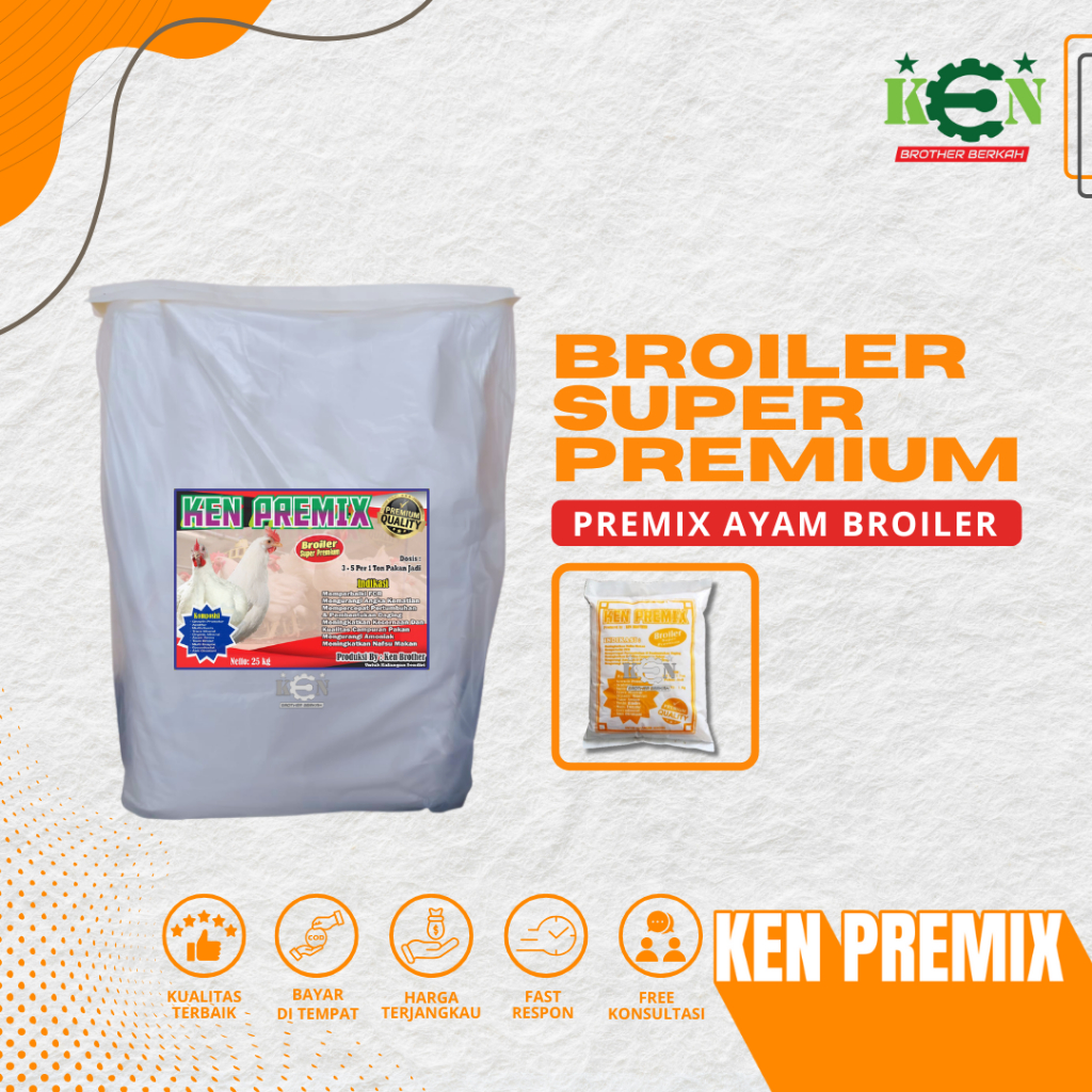 Jual KEN PREMIX Broiler Super Premium Premix by Ken Brother campuran pakan ayam broiler | Shopee ...