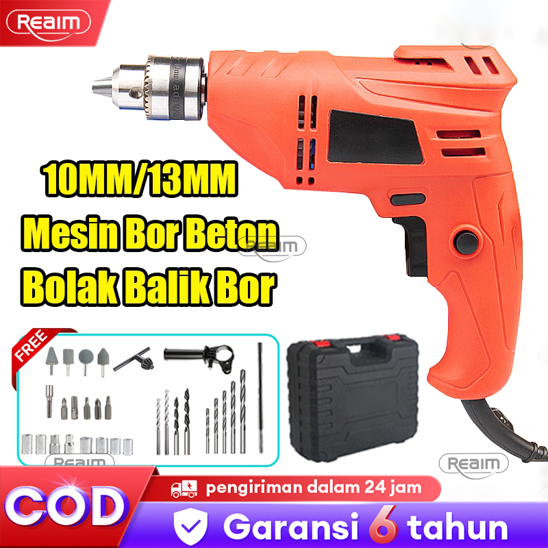 Jual Reaim Mesin Bor Listrik 13mm Bolak Balik Electric Drill Bor Beton Kayu Besi Tembok Bor ...