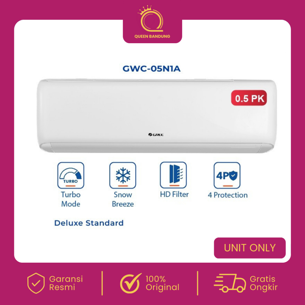 Jual GREE AC Deluxe Standard AC 1/2 PK GWC-05N1A Kompressor Black ...