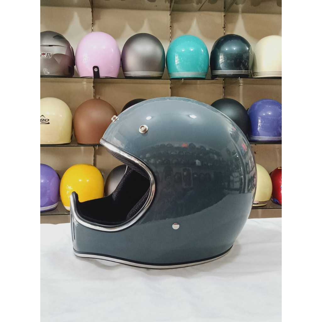 Jual ARS Helm Cakil List Chrome Full Face Titanium Glossy Standar ...