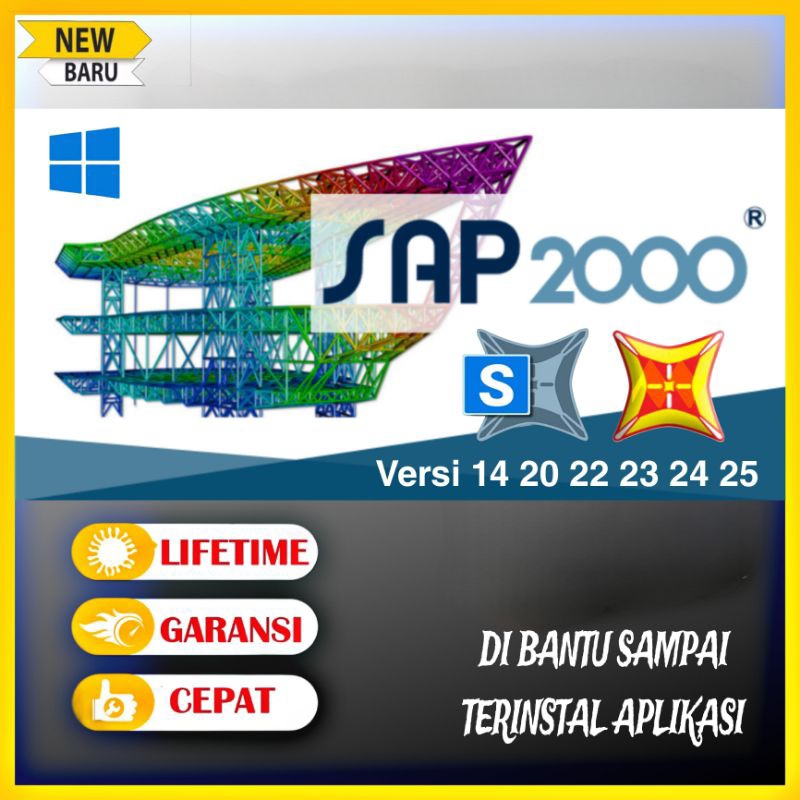 Jual SAP 2000 Versi 25 24 23 22 20 14 All Version Permanen - Windows ...
