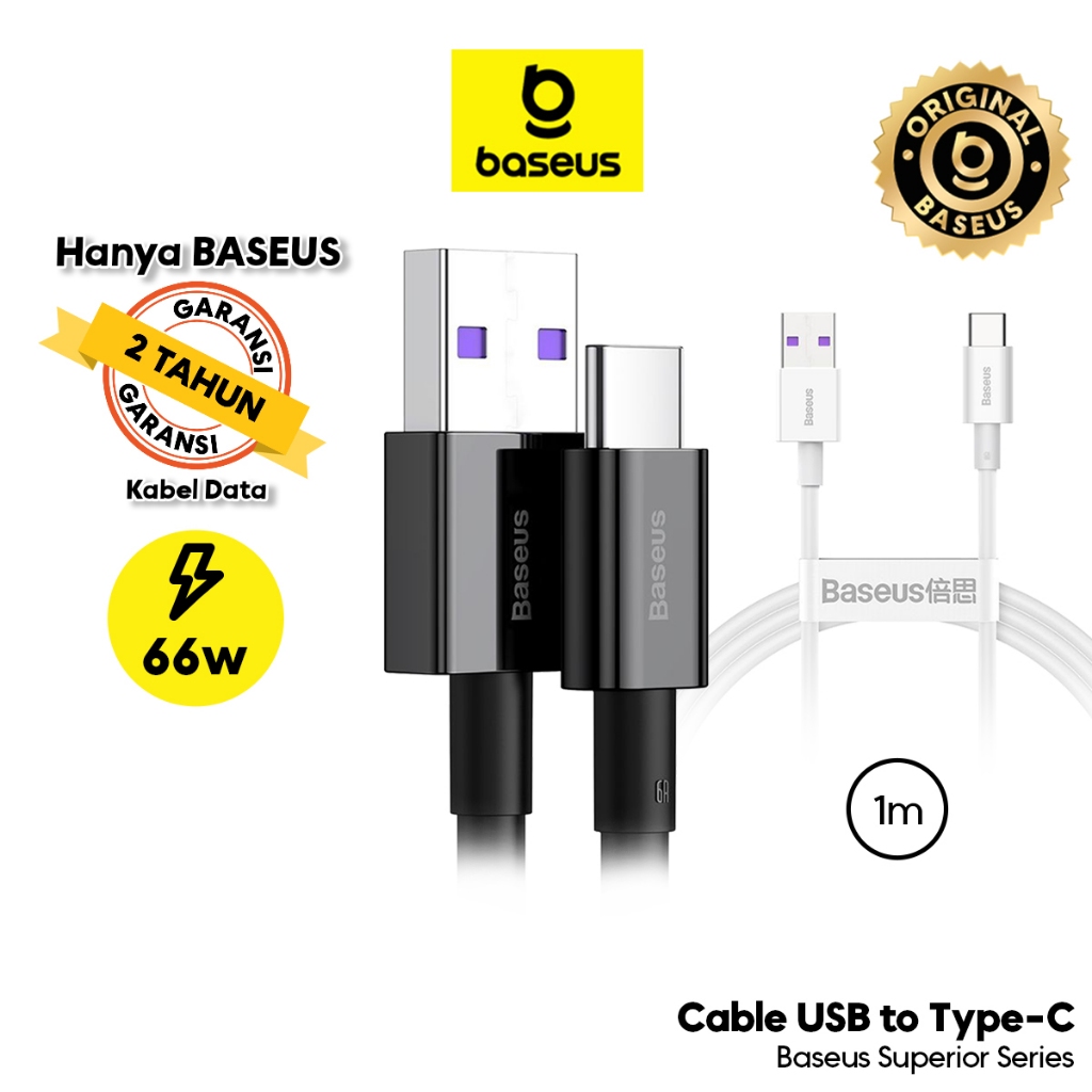 Jual Baseus Kabel Data Superior Series Fast Charging Cable USB to Type-C 66W 1M | Shopee Indonesia