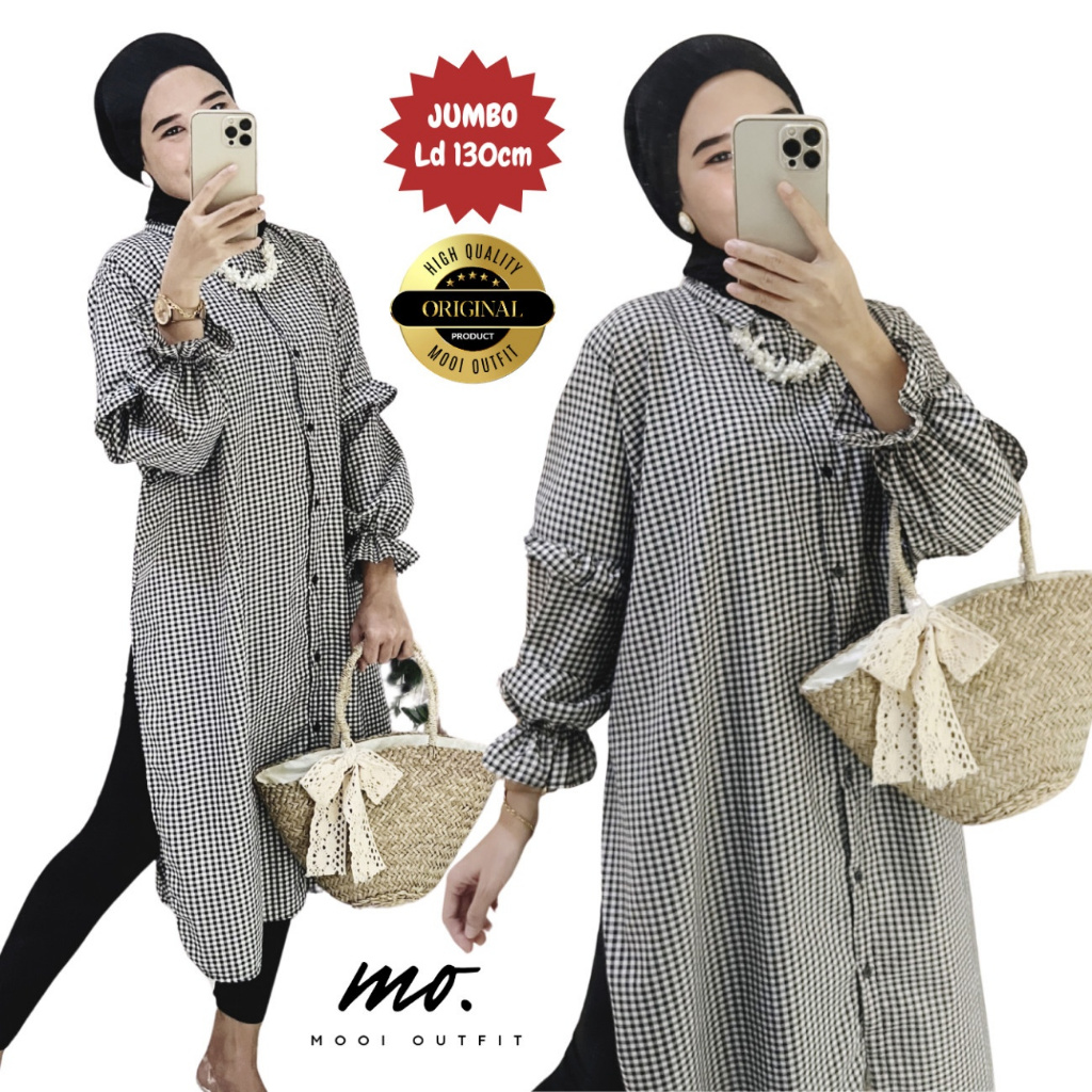 Jual Tunik Jumbo Ld 130 / Tunik Wanita Terbaru 2024 Kekinian Motif Kotak | Shopee Indonesia
