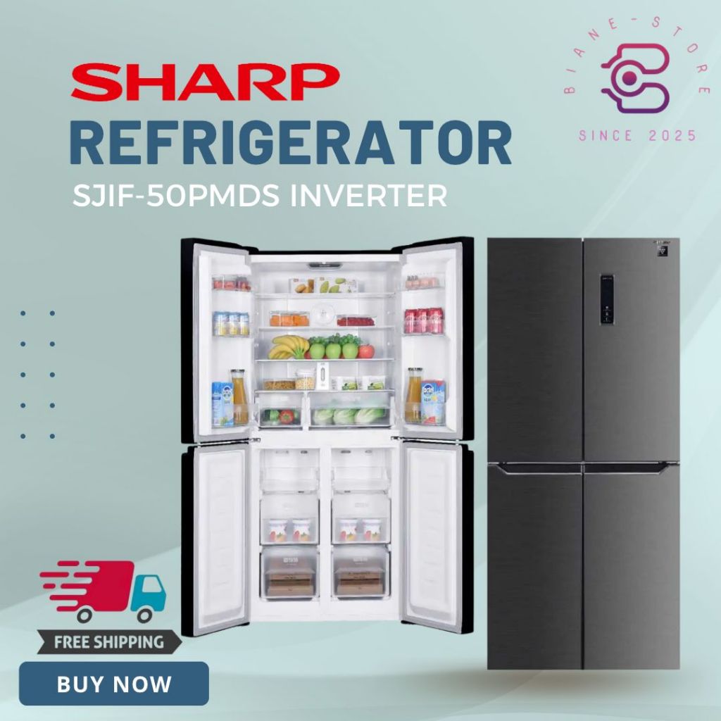Jual Kulkas Sharp Set By Side 4 Pintu Inverter SJIF-50PMDS Refrigerator Sharp | Shopee Indonesia