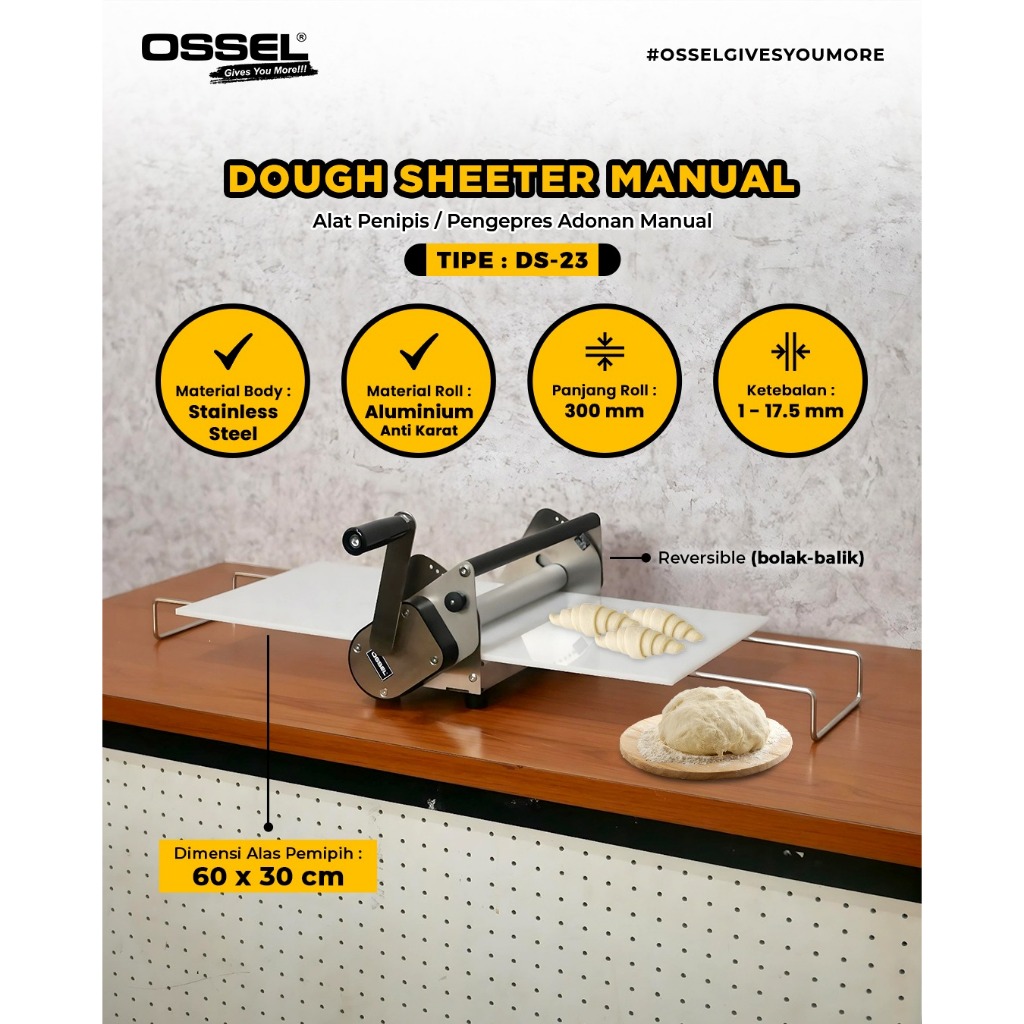 Jual OSSEL Dough Sheeter Manual Penipis Adonan Manual DS-23 OSSEL ...