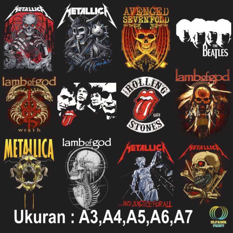 Jual Dtf Stiker Sablon Setrika Gambar Band Barat 9 Ukuran A3 A4 A5 A6 ...