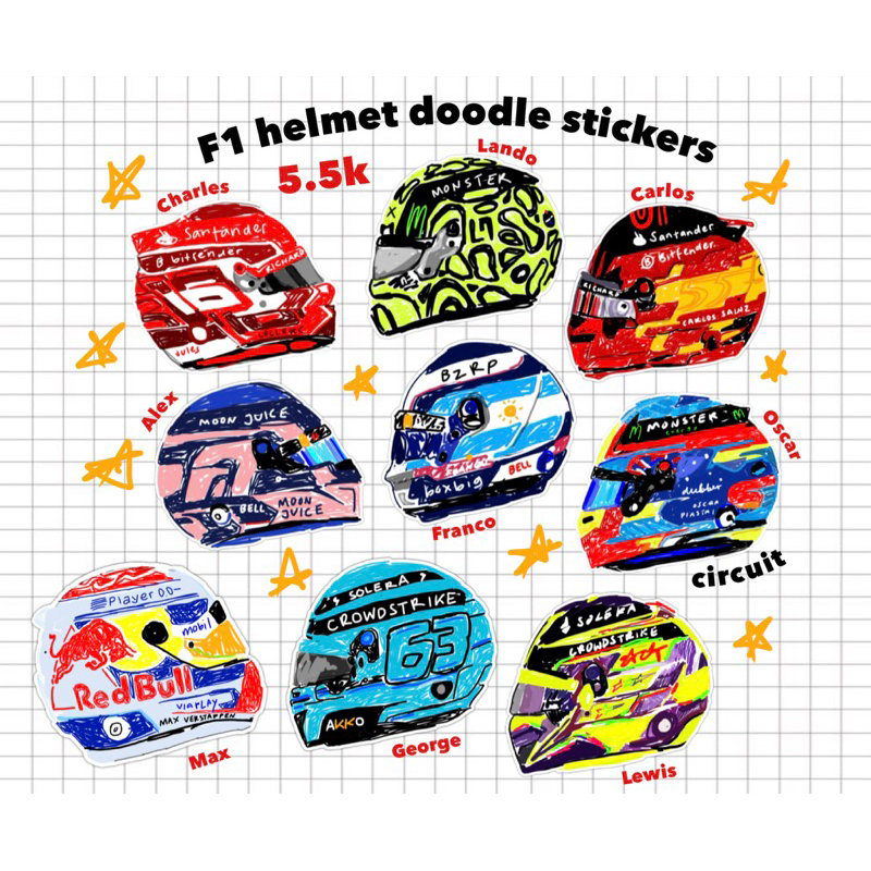 Jual F1 doodle helmet stickers by circuit | Shopee Indonesia
