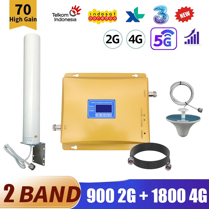 Jual FullSet 2-band Modem 4G Penguat seluler 900 1800MHz ALC AGC Penguat Sinyal HP Repeater ...