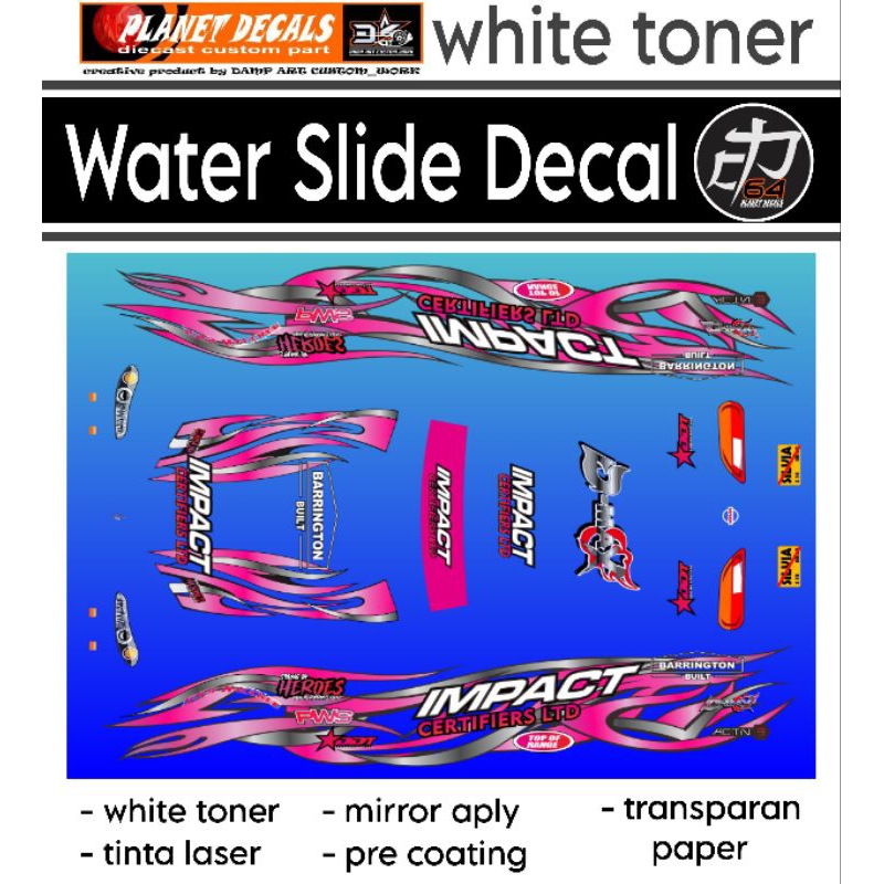 Jual Decal hot wheels Nissan Silvia S15 livery drift IMPACT (decal foil silver) | Shopee Indonesia