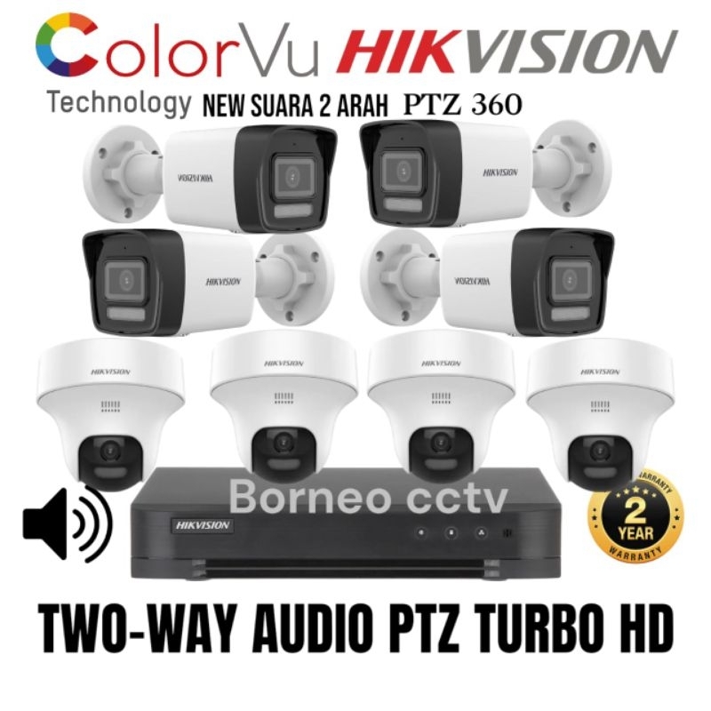 Jual PAKET CCTV HIKVISION 2 MP COLORVU 8 CHANNEL 8 KAMERA AUDIO 2 ARAH ...