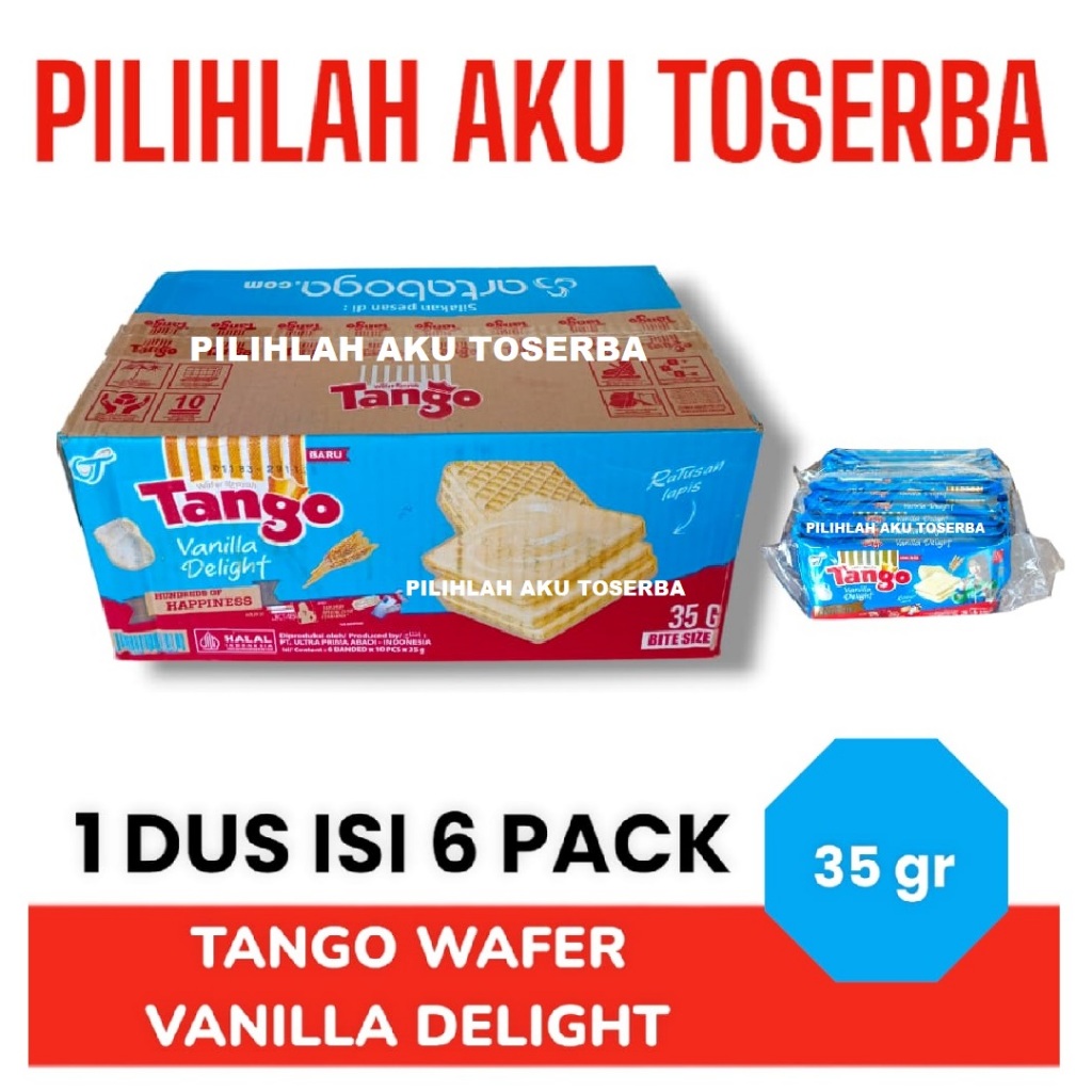 Jual Tango Wafer VANILLA DELIGHT 35 gr - ( HARGA 1 KARTON ISI 6 PACK ) | Shopee Indonesia