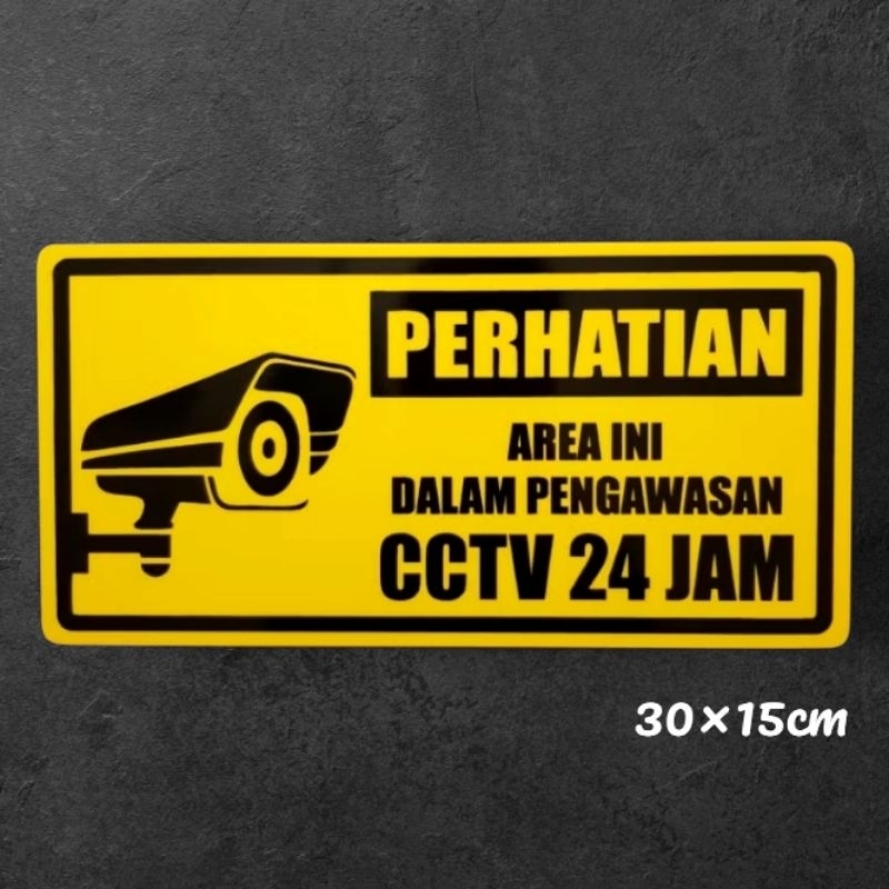 Jual Akrilik sign tulisan PERHATIAN - AREA INI DALAM PENGAWASAN CCTV 24JAM | Shopee Indonesia