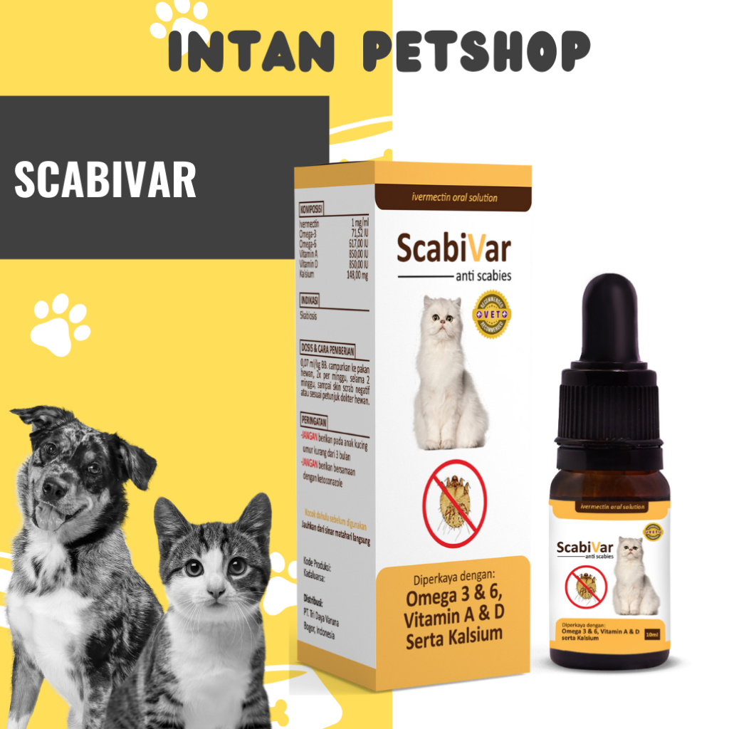 Jual SCABIVAR Obat Scabies Kucing Kelinci Penyakit Kulit Kudis Hewan ...