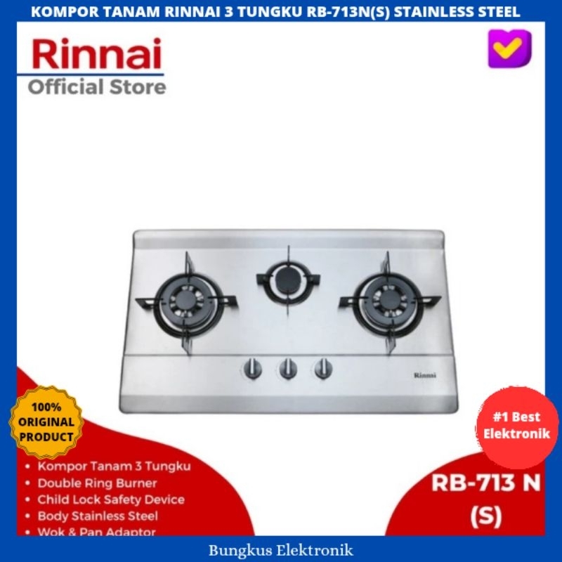 Jual KOMPOR TANAM RINNAI 3 TUNGKU RB-713N(S) STAINLESS STEEL KOMPOR ...