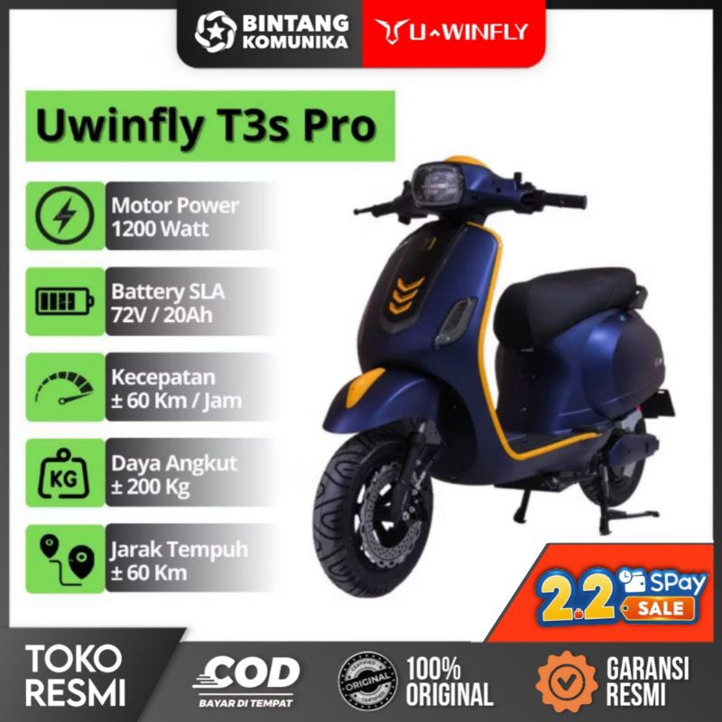 Jual [NEW] Motor Listrik Uwinfly T3s Pro 72v/20Ah 1200watt LANGSUNG KIRIM, Garansi Resmi ...