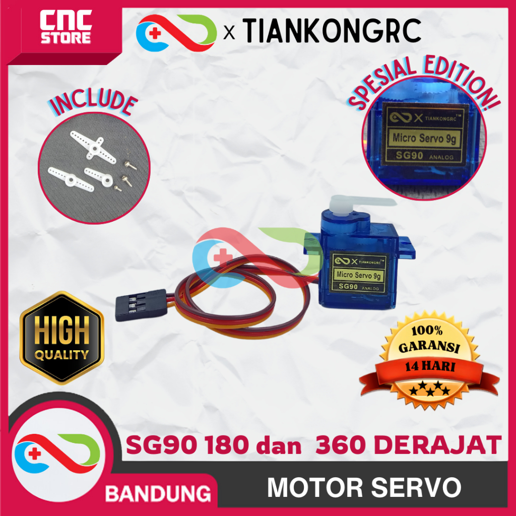 Jual CNC X TIANKONGRC MOTOR SERVO SG90 180 DERAJAT dan 360 DERAJAT ...