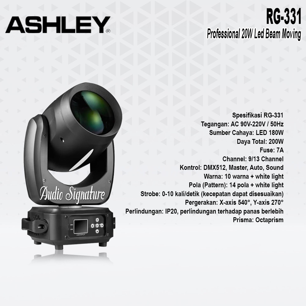 Jual Moving Head Beam LED 200 Watt ASHLEY RG 331 | RG331 Original | Shopee Indonesia