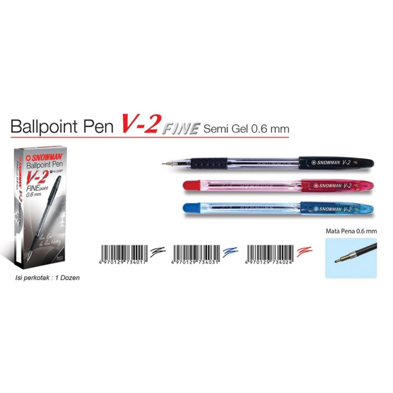 Jual Agen Atk Surabaya / Bolpoint Serba guna Variasi / BALLPOINT SNOWMAN V2 FINE SEMI GEL 0.6mm ...