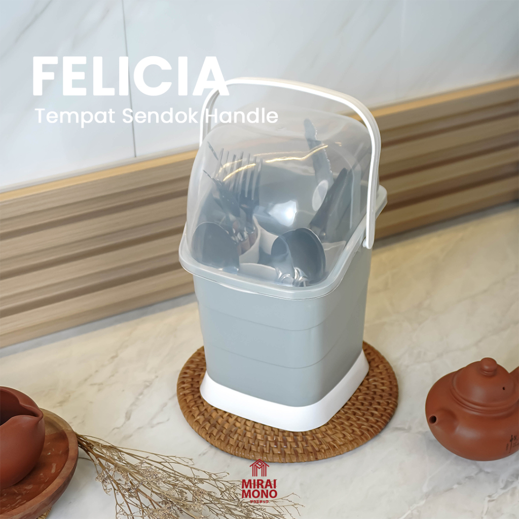 Jual [ MIRAI ] Felicia Cutleries Holder with Handle / TEMPAT SENDOK ...