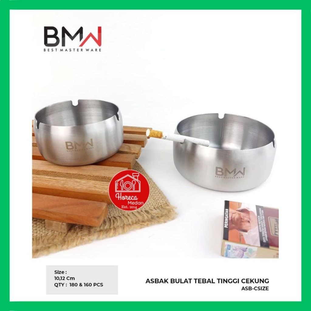 Jual asbak stainless steel bulat / asbak besi anti karat dalam diameter ...