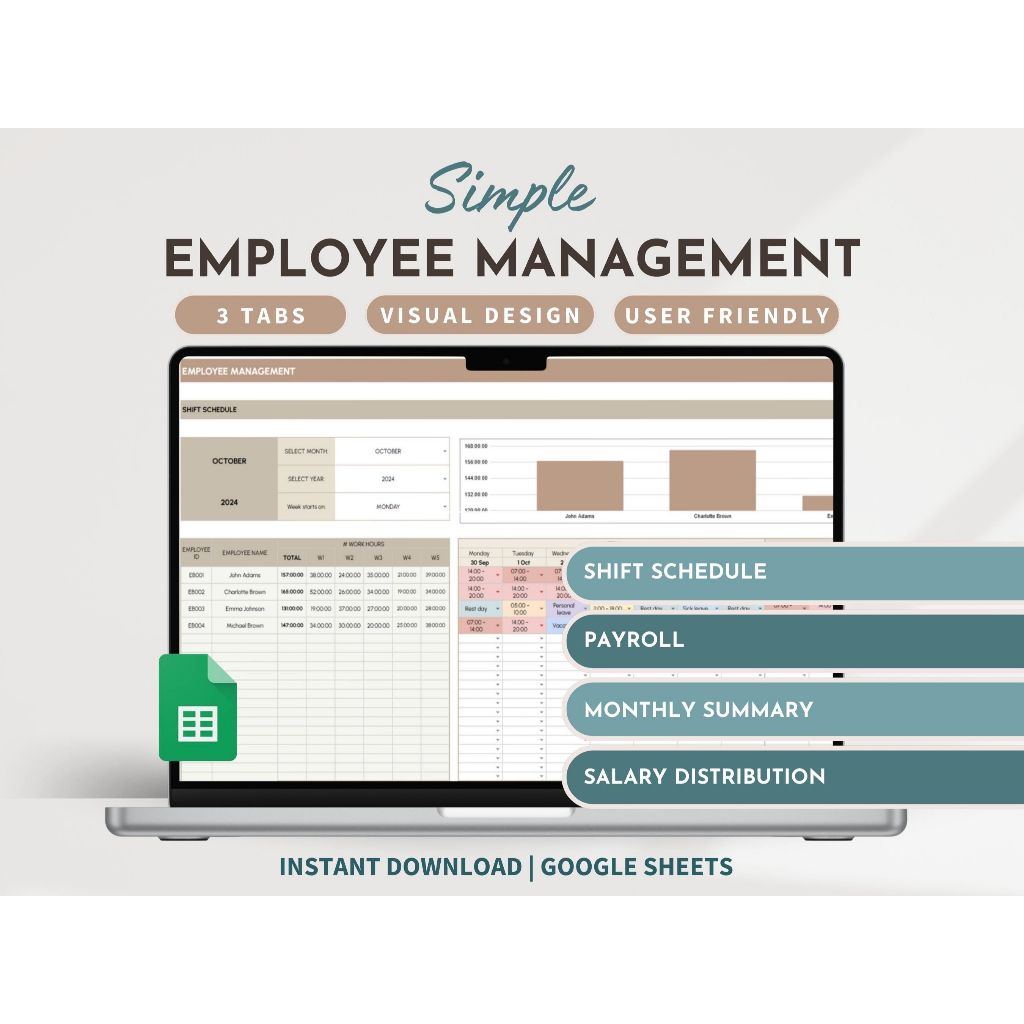 Jual Simple Google Sheet Employee Management HR Tool Payroll Dashboard ...