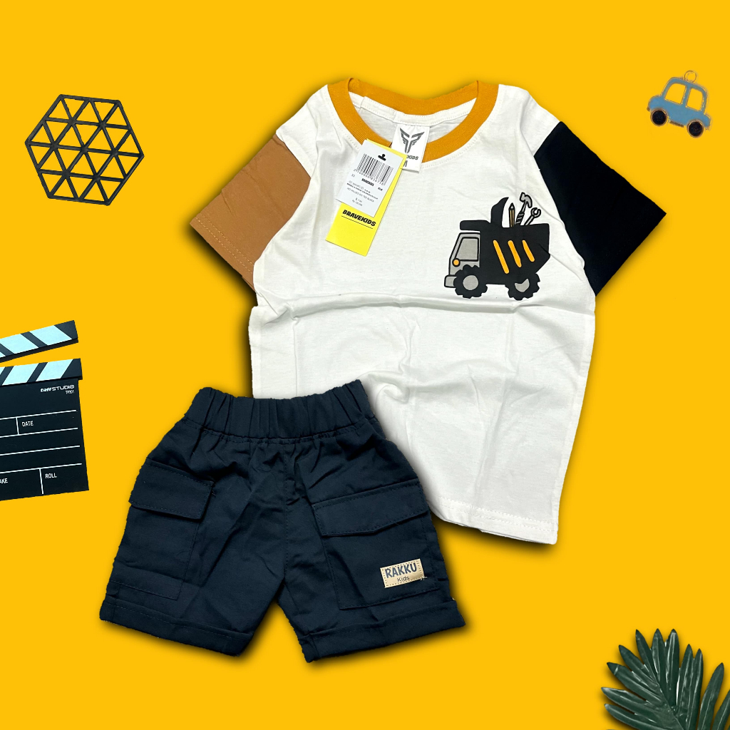 Jual RAKKU KIDS - SETELAN KAOS KOMBINASI ANAK THREE TONE CARGO PANTS ...