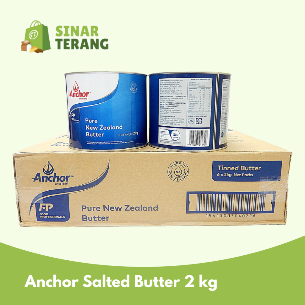 Jual Anchor Salted Butter 2kg - mentega pure butter ancor 2 kg | Shopee ...