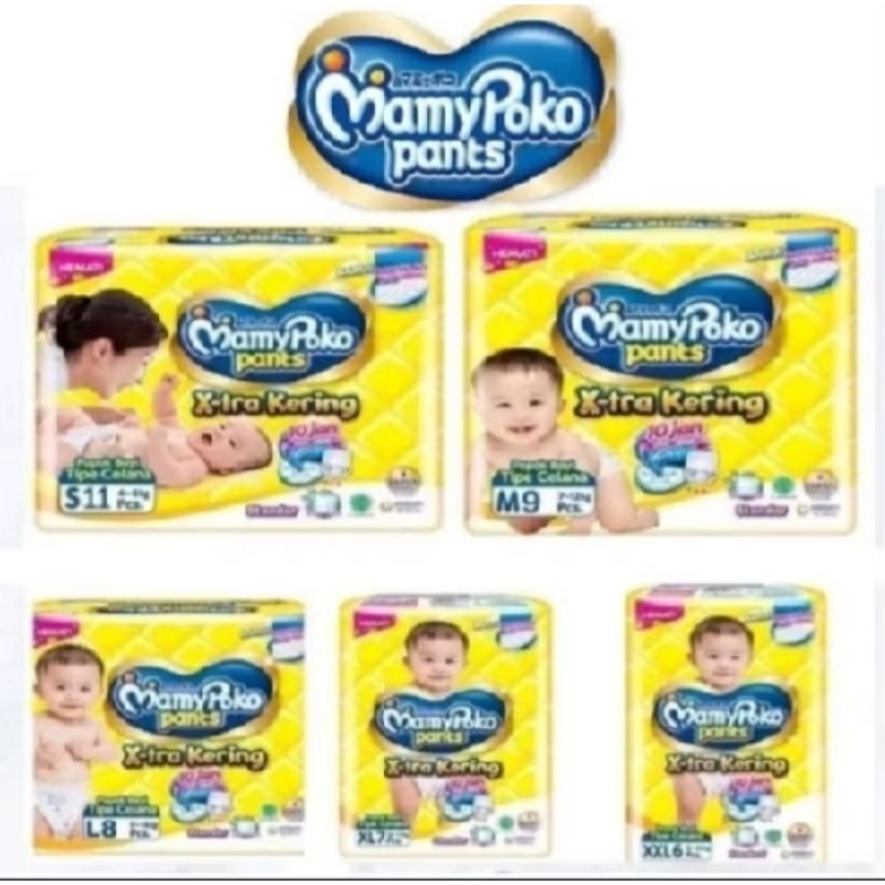 Jual MAMYPOKO Pants Popok Celana Small Pack S11, M9, L8, XL7 dan XXl6 | Shopee Indonesia