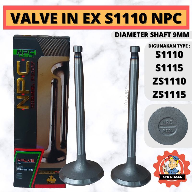 Jual ENGINE VALVE IN EX MERK NPC S1110 S1115 9MM ZS1110 ZS1115 1110 ...
