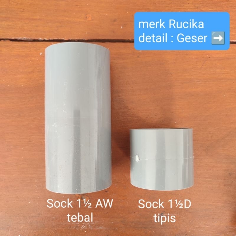 Jual Sock 1-1/2 inch AW tebal Rucika 1-1/2" D sambungan pipa pvc lurus ...