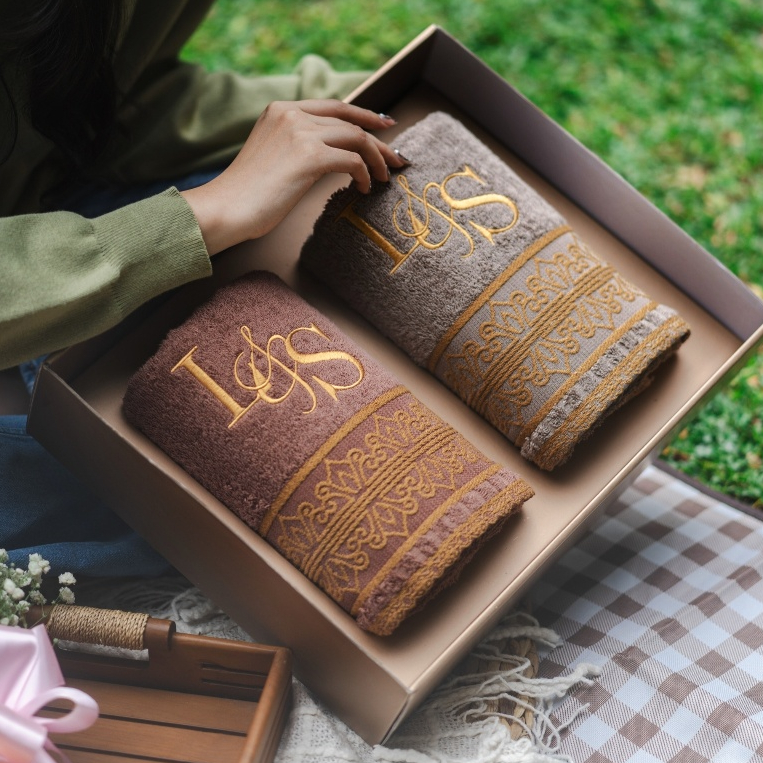 Jual Toko Handuk - Artesa - Gift Handuk Couple Custom Bordir (Couple ...