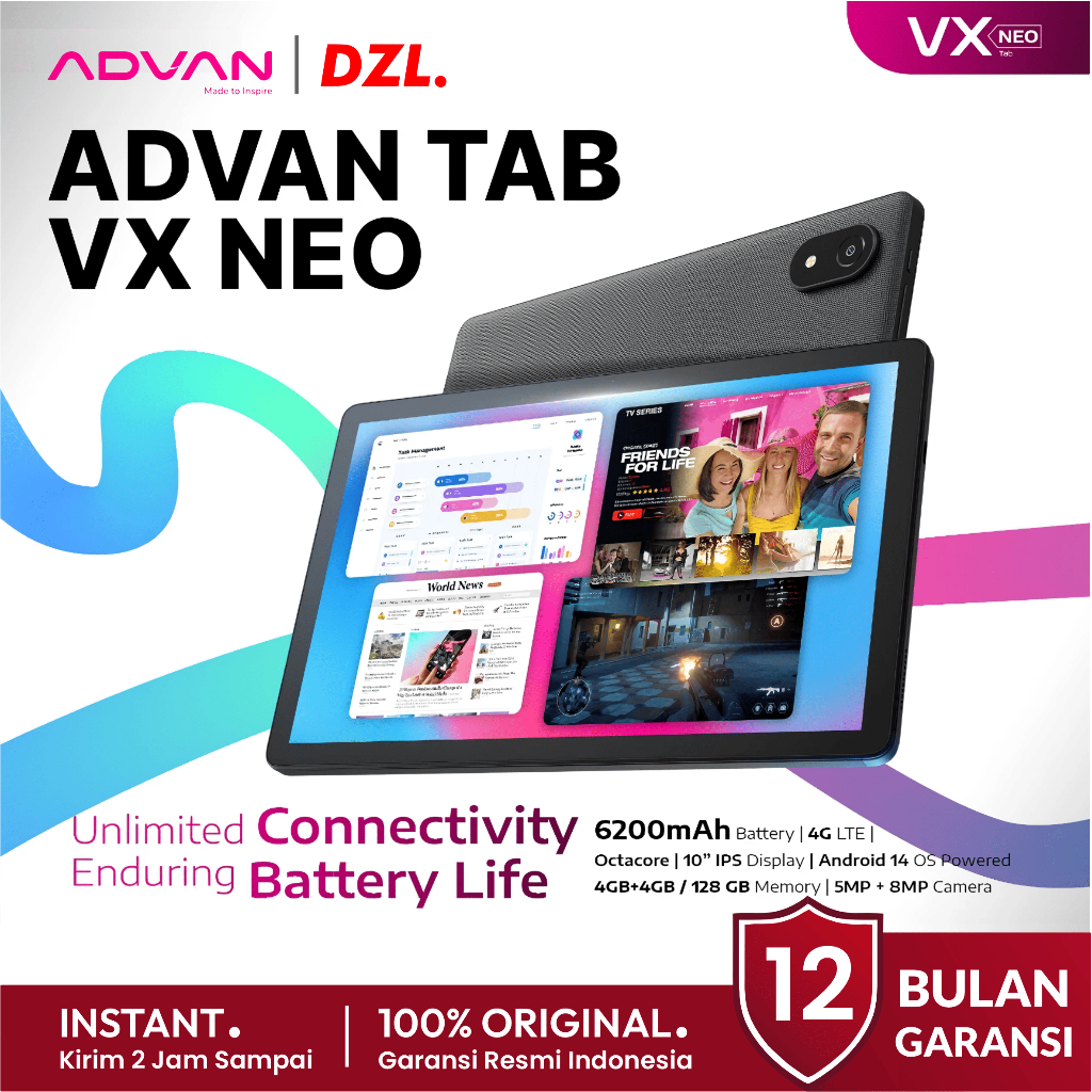 Jual DZL - Tablet ADVAN VX Neo 4/128 GB Tab Sim 4G LTE Wifi Pad ...