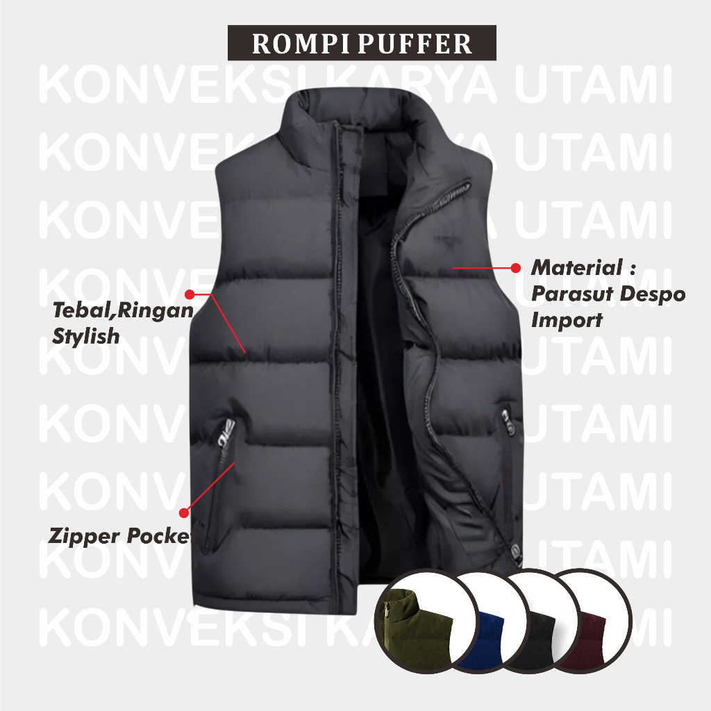 Jual Rompi Motor Anti Angin Parasut Vest Gelembung Puffer Pria Wanita ...