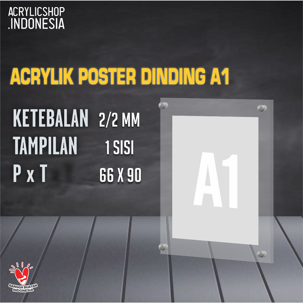 Jual Akrilik Poster A1 / Acrylic Display Wall Poster A1 / Poster Dinding Bening | Shopee Indonesia