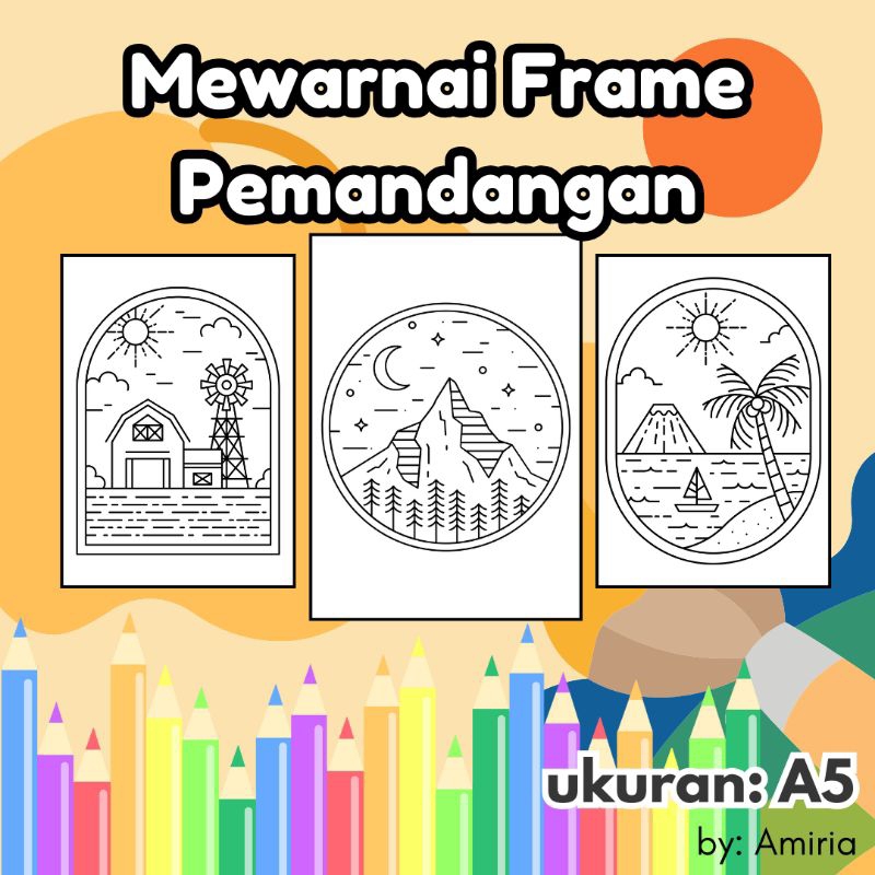 Jual [Hitamii Store] Lembar Mewarnai Pemandangan Alam Frame Size A5 ...