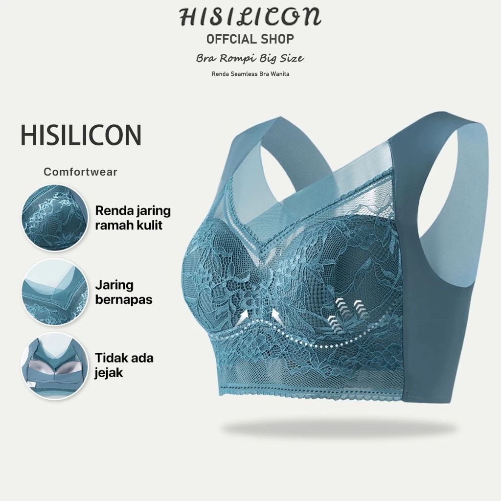 Jual HISILICON-L.W.L-Bra Rompi Bigsize Renda Seamless Bra Wanita Jumbo ...