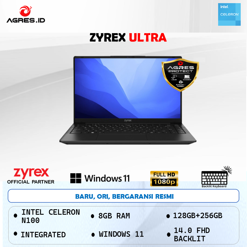 Jual ZYREX ULTRA INTEL N100 8GB 128+256GB W11+OHS 14.0FHD BLIT METAL 2Y ...