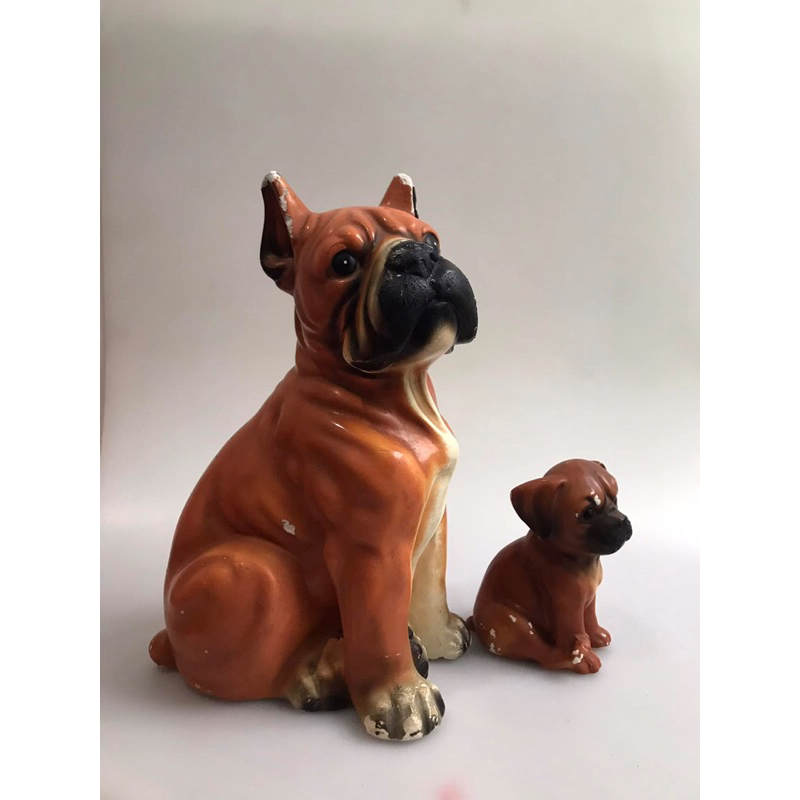 Jual Vintage Boxer Dog Large big and mini Collectible Figurine JAPAN ...