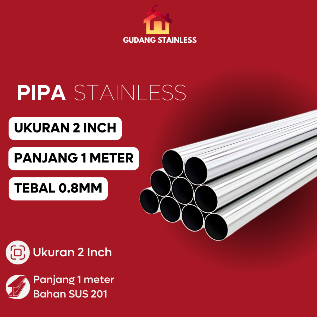 Jual Pipa Stainless Bulat 2 Inch (51mm) SUS 201 | Shopee Indonesia
