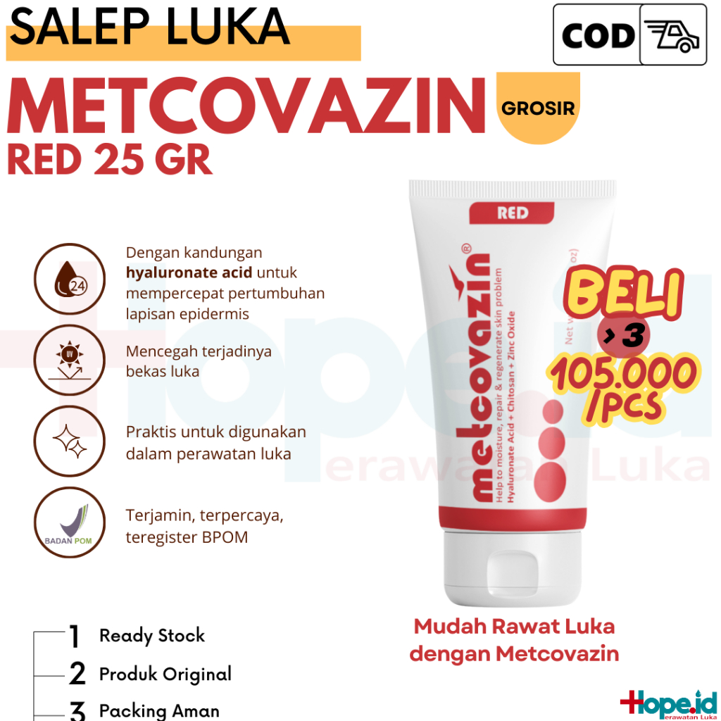 Jual (Bisa COD) TERMURAH Metcovazin Red 25gr | Salep Segala Jenis Luka ...