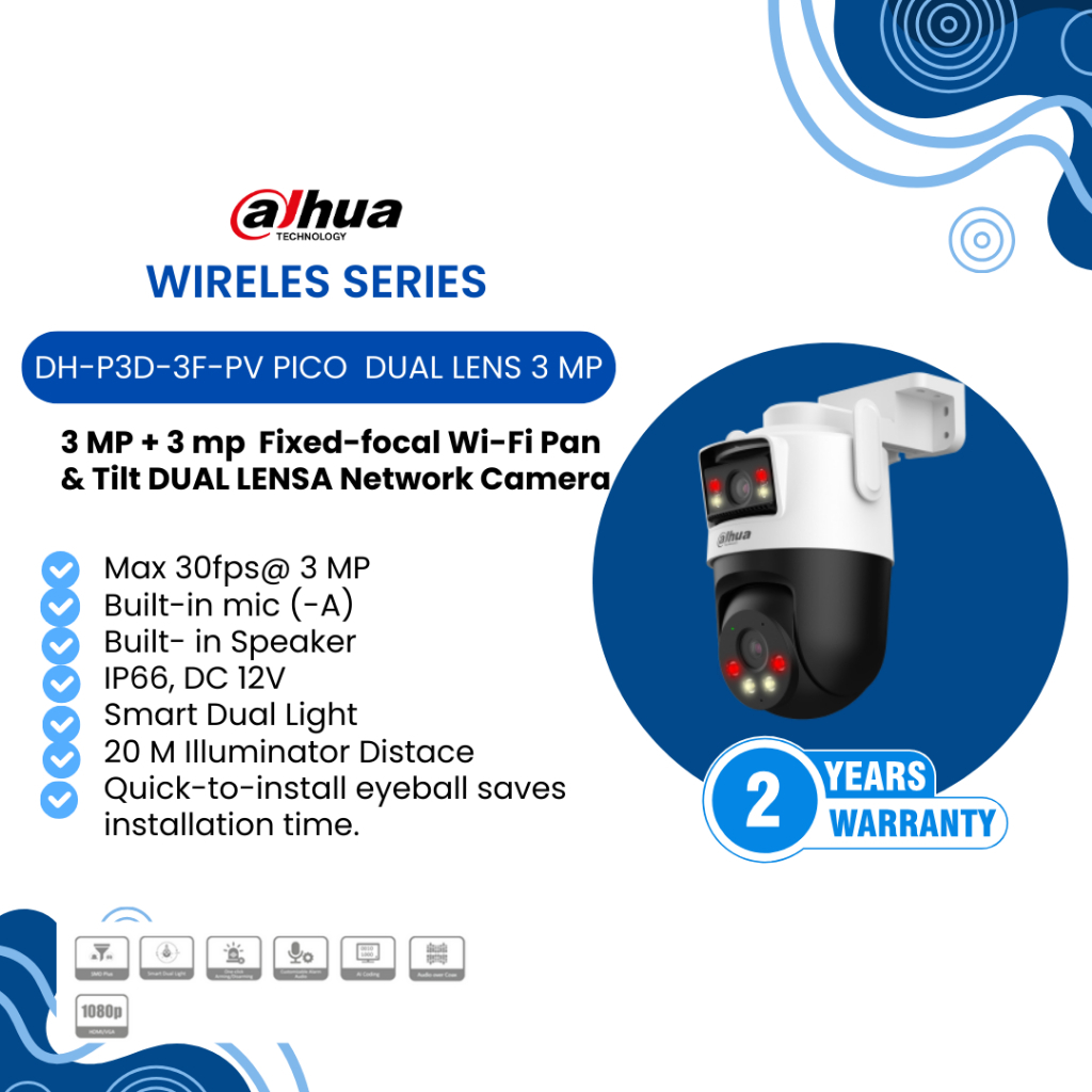 Jual Ipcam Dahua Wifi PICOO Dual Lens P3D-3F-PV 3+3MP Outdoor Wifi Pan ...
