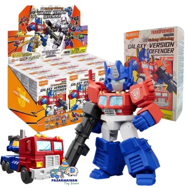 Jual Blind Box Blokees Transformers 01 Galaxy Shining Version Defender Optimus Prime Megatron ...