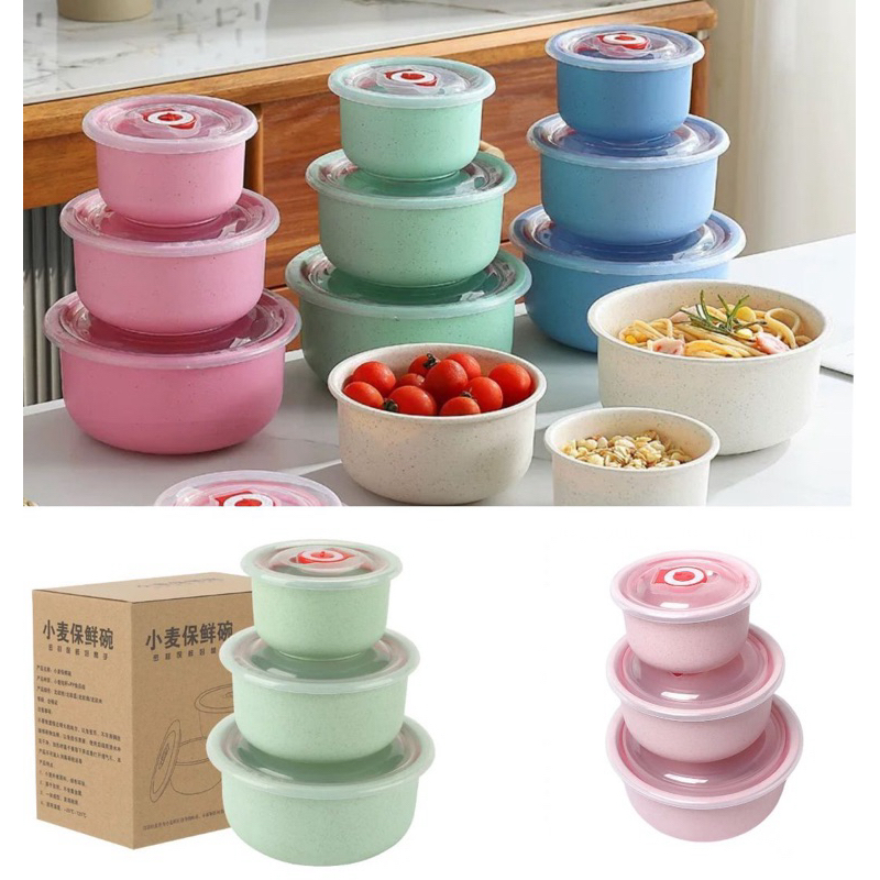 Jual ( KKM ) SK-C379 FRESH BOWL Mangkok Jerami 3IN1 Mangkok Makan Wheat ...