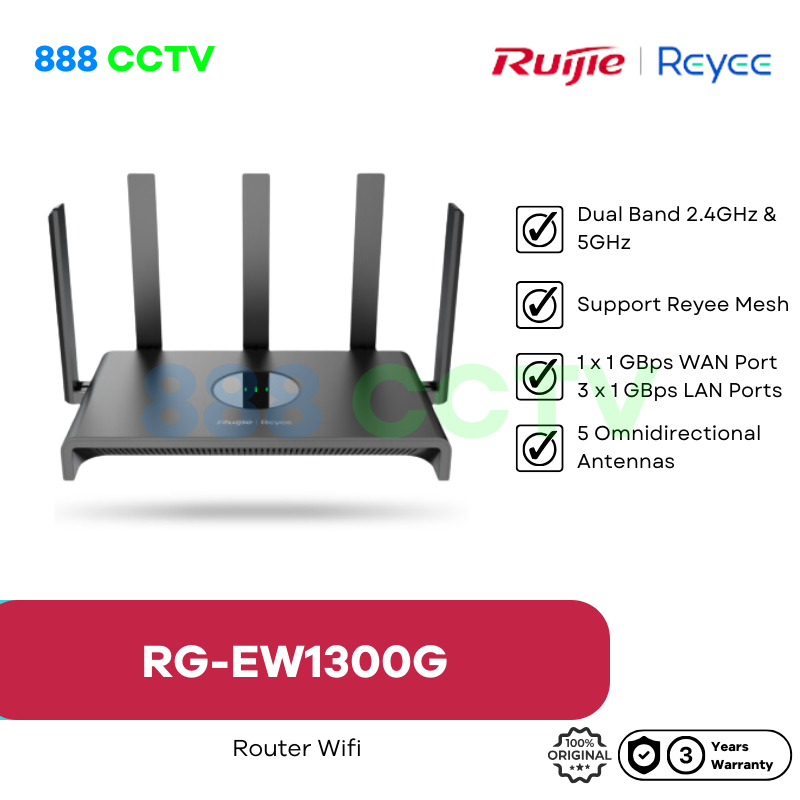 Jual Ruijie Reyee RG-EW1300G Wi-Fi 5 Dual Band Gigabit Wireless Mesh ...